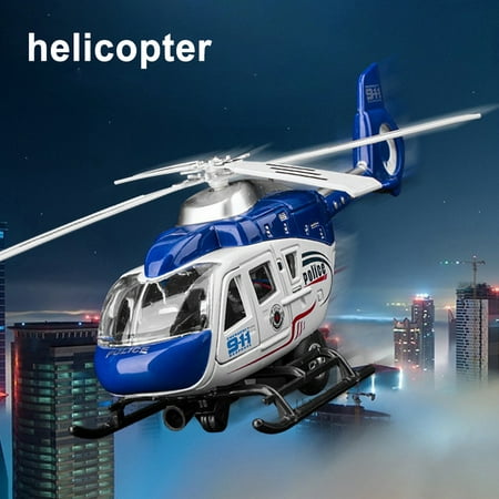 Cheers Realistic Police Helicopter Plane Pull Back LED Music Model Kids ...