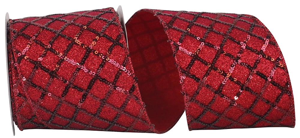 Reliant Ribbon - 93591W-065-10D, Sequin Glimmer Lattice Deluxe Wired ...