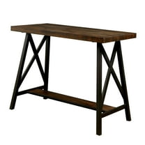 Benzara Wooden Counter Height Table With Angled Metal Legs, Black And ...