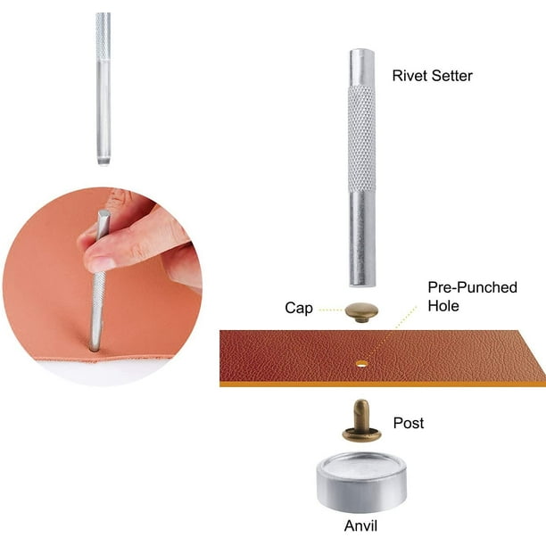 Leather Rivets 240 Set 2 Sizes Double Rivet Tubular Metal Studs with 3 ...