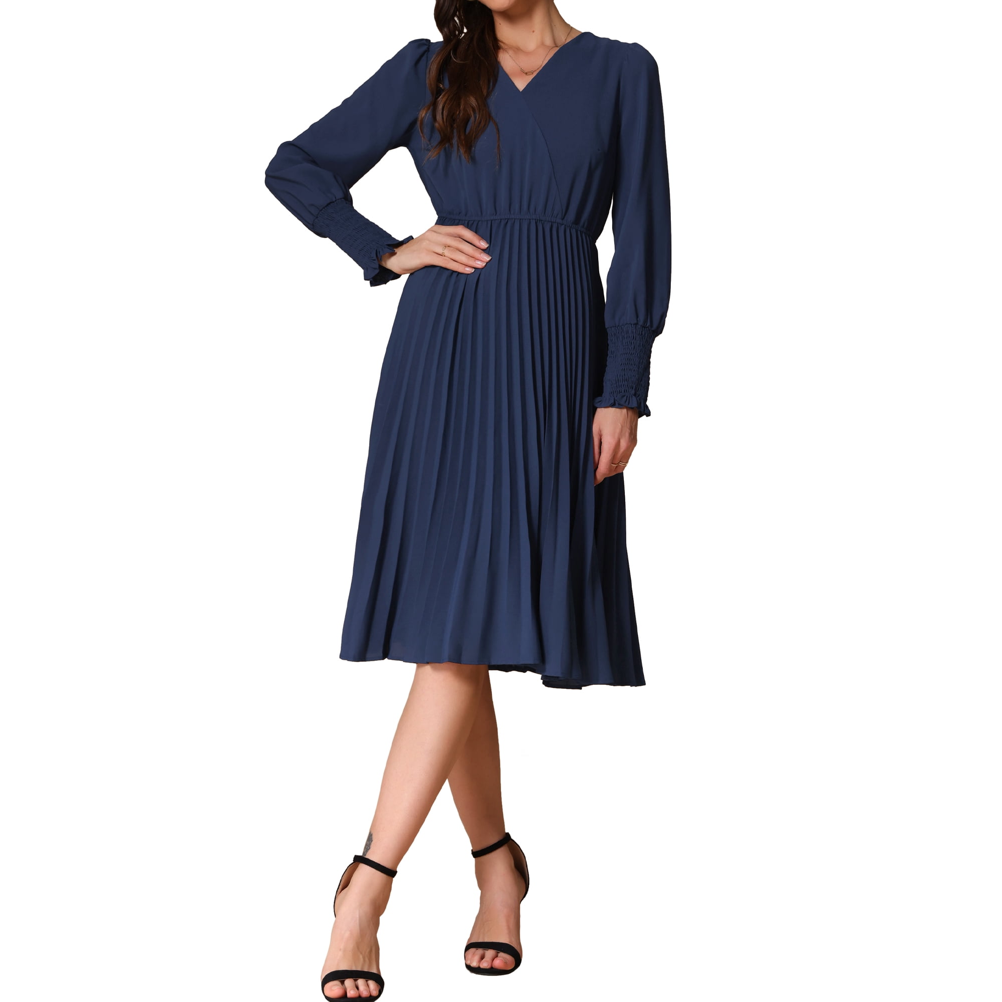 Click here for Inspire Chic V Neck Dresses For Womens Pleated Puf... prices