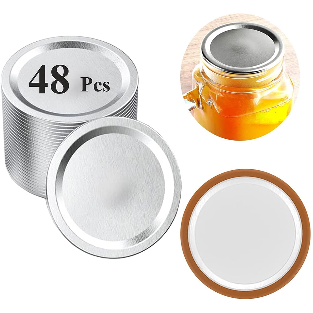 48Pcs Canning Lids, KISPATTI Wide Mouth Mason Jar Metal Lids, Food ...