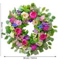 Artificial Peony Wildflower Wreath 13.8 Inch Magenta Front Door Hanging ...