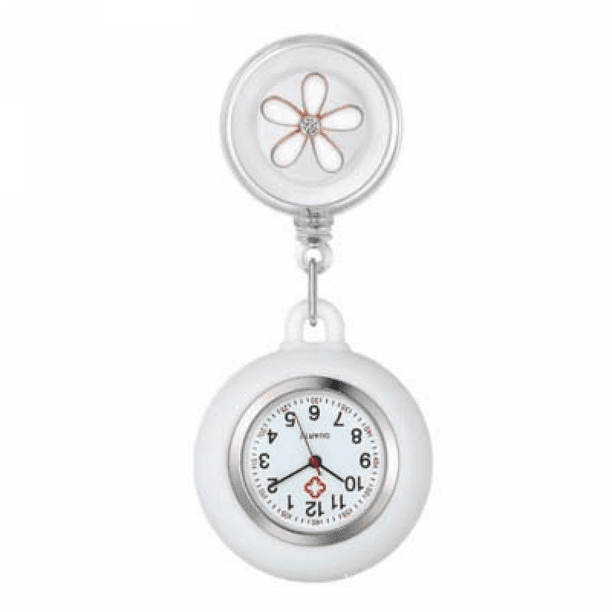 Retractable Nurse Watch Portable Pocket Watch Clip On Watch Cute Leaves ...