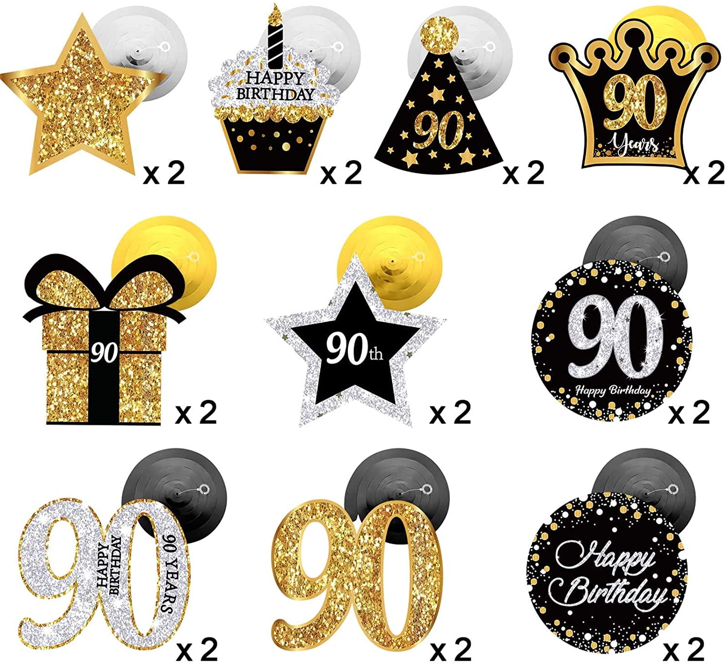 Party Supplies 90 Years Glitter Black Party Hanging Swirls Ceiling ...