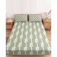 Cal.King Size Fitted Sheet Set - Sage Green Knot 3 Piece Bedding Sets ...