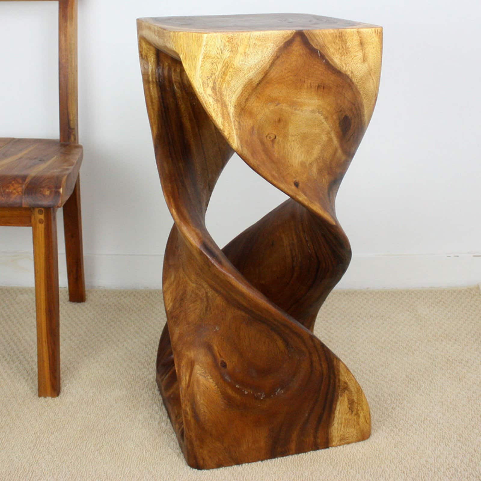 Haussmann® Wood Double Twist Stool Table 14 in SQ x 30 in H Walnut Oil ...