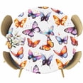 Colorful Butterfly Seamless Round Fitted Tablecloth with Elastic Edge ...