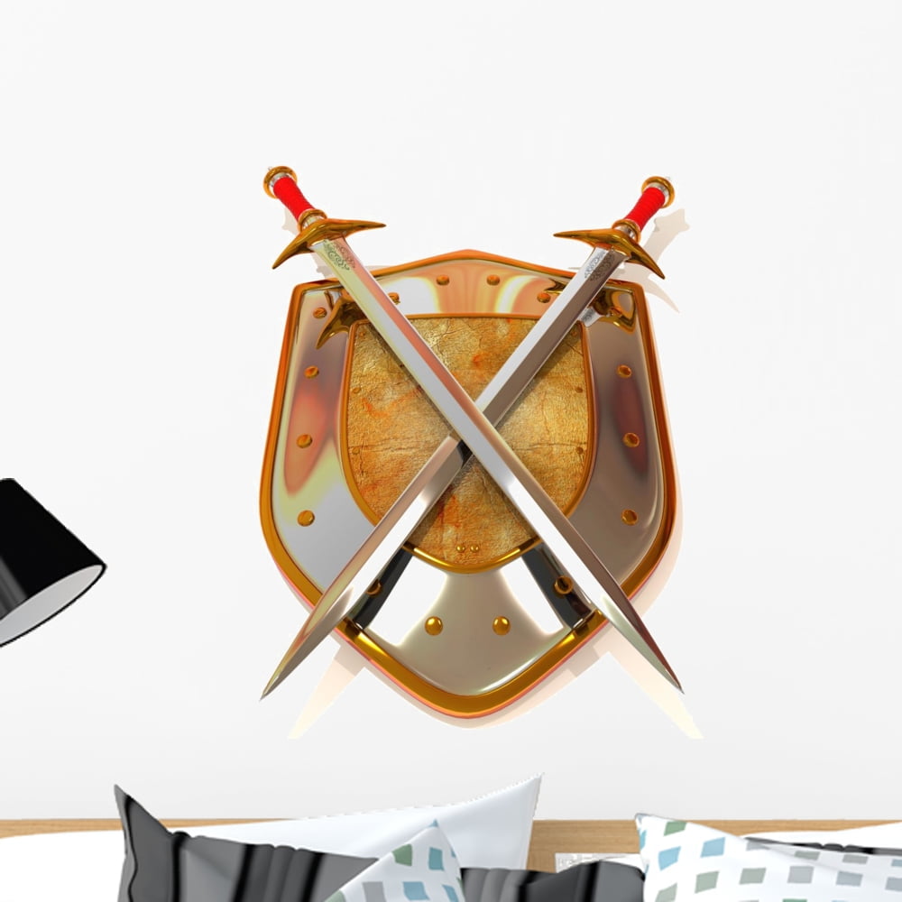Shild Sword Security Wall Decal Sticker by Wallmonkeys Vinyl Peel and ...