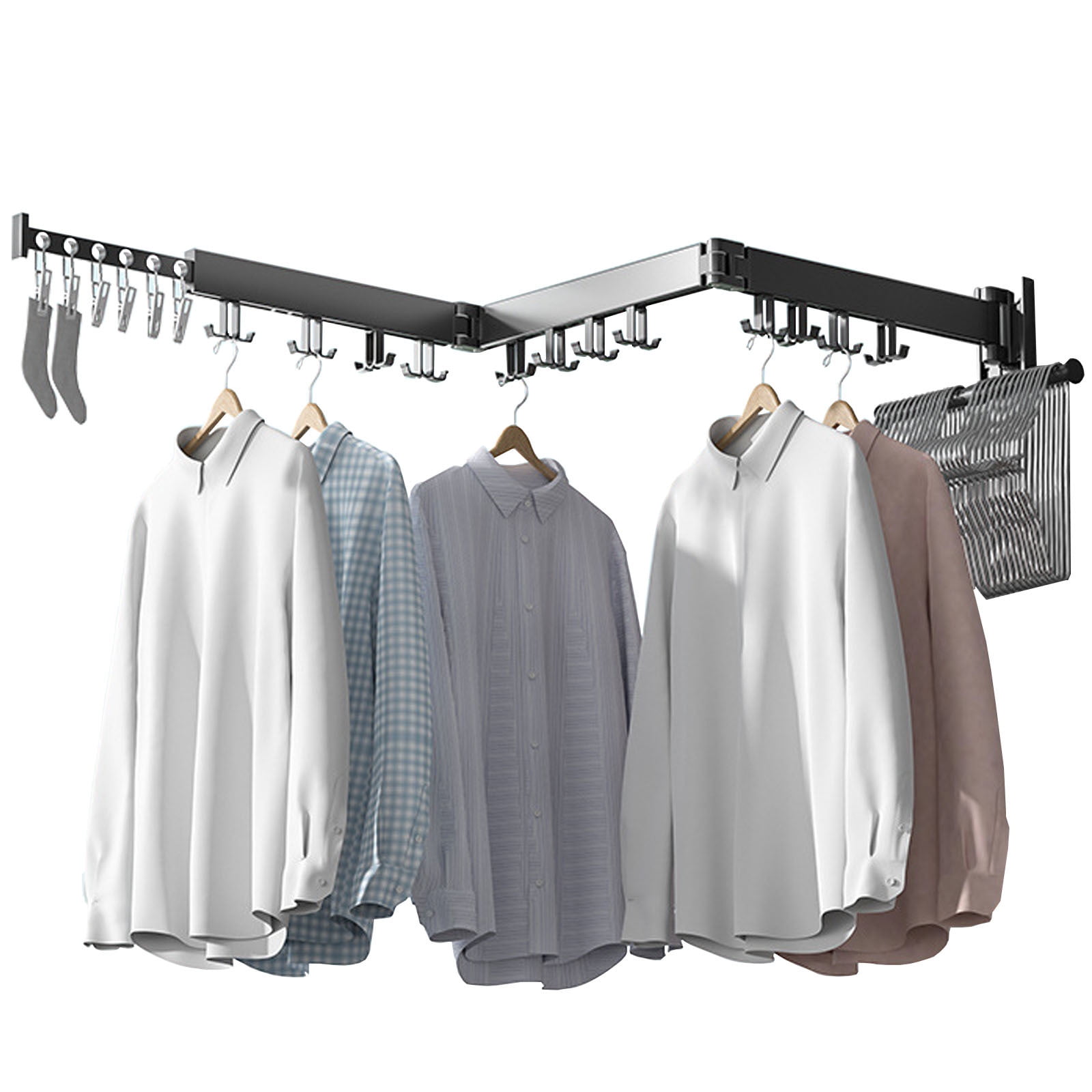 Outdoor Folded Wall Mount Clothes Hanger, Heavy Duty Retractable ...