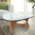 50"L Triangle coffee table Wood Base for living room Walnut - Walmart.com