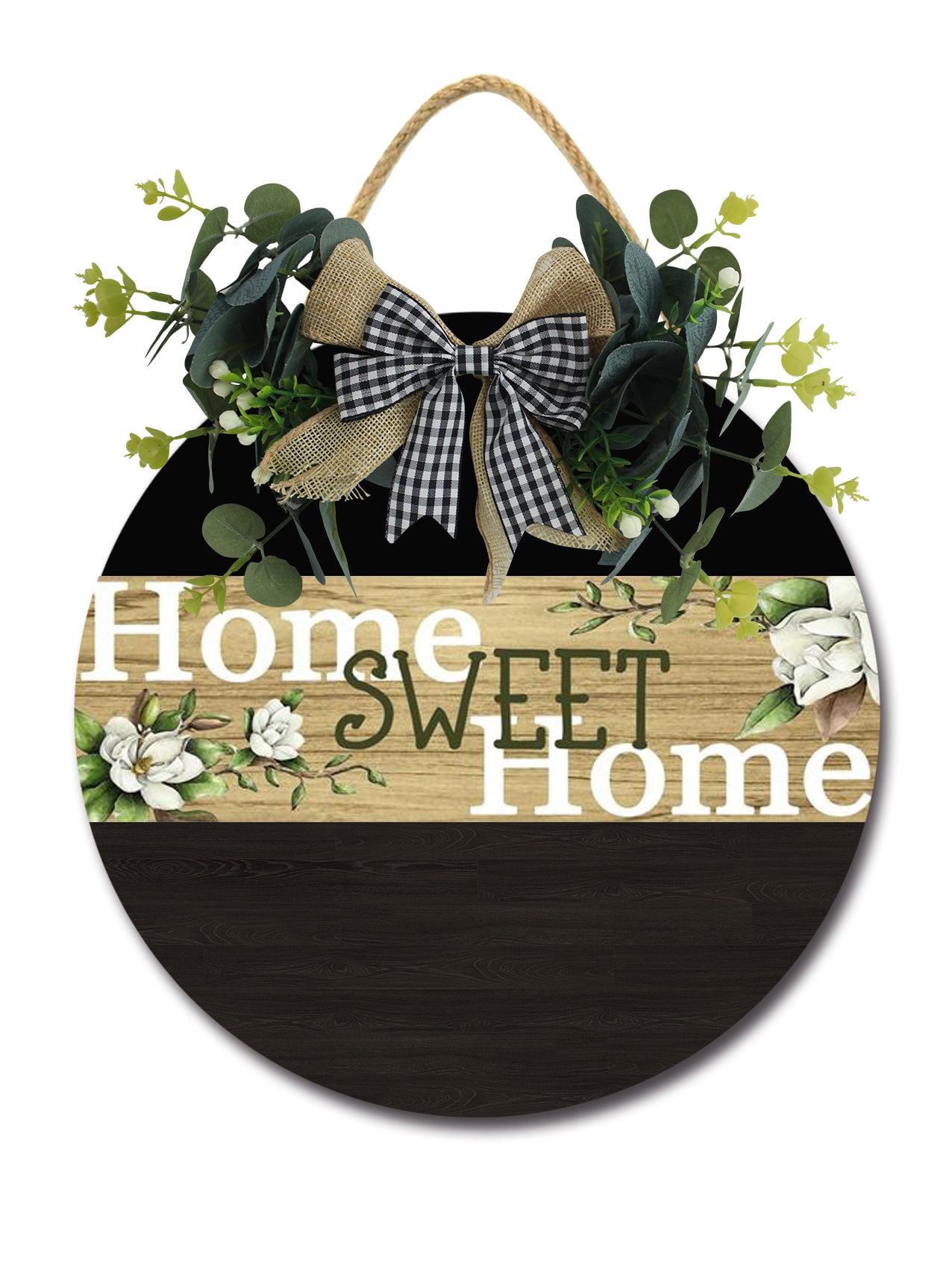 Home Sweet Home Front Door Sign Funny Wreaths Hanging Wooden Plaque ...