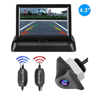 Podofo Wireless Car Backup Camera Kit 4.3" Mirror Monitor Waterproof ...
