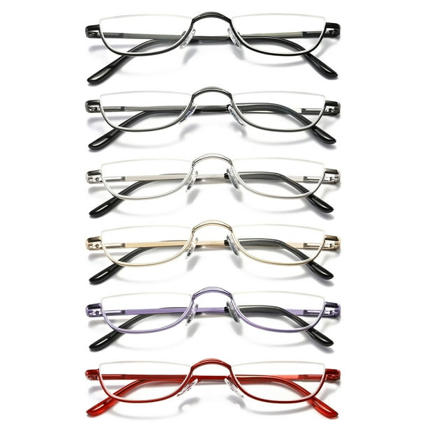 KOOSUFA Half Metal Moon Reading Glasses +1.75 Spring Hinge Half Frame ...