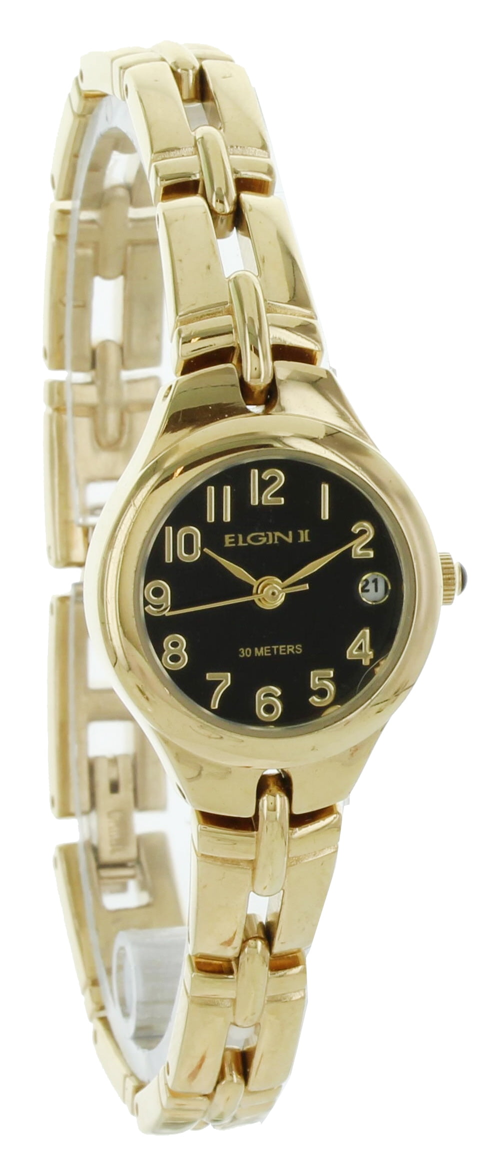 Elgin Women's Round Analog Date Gold Tone Bracelet Style Watch ...