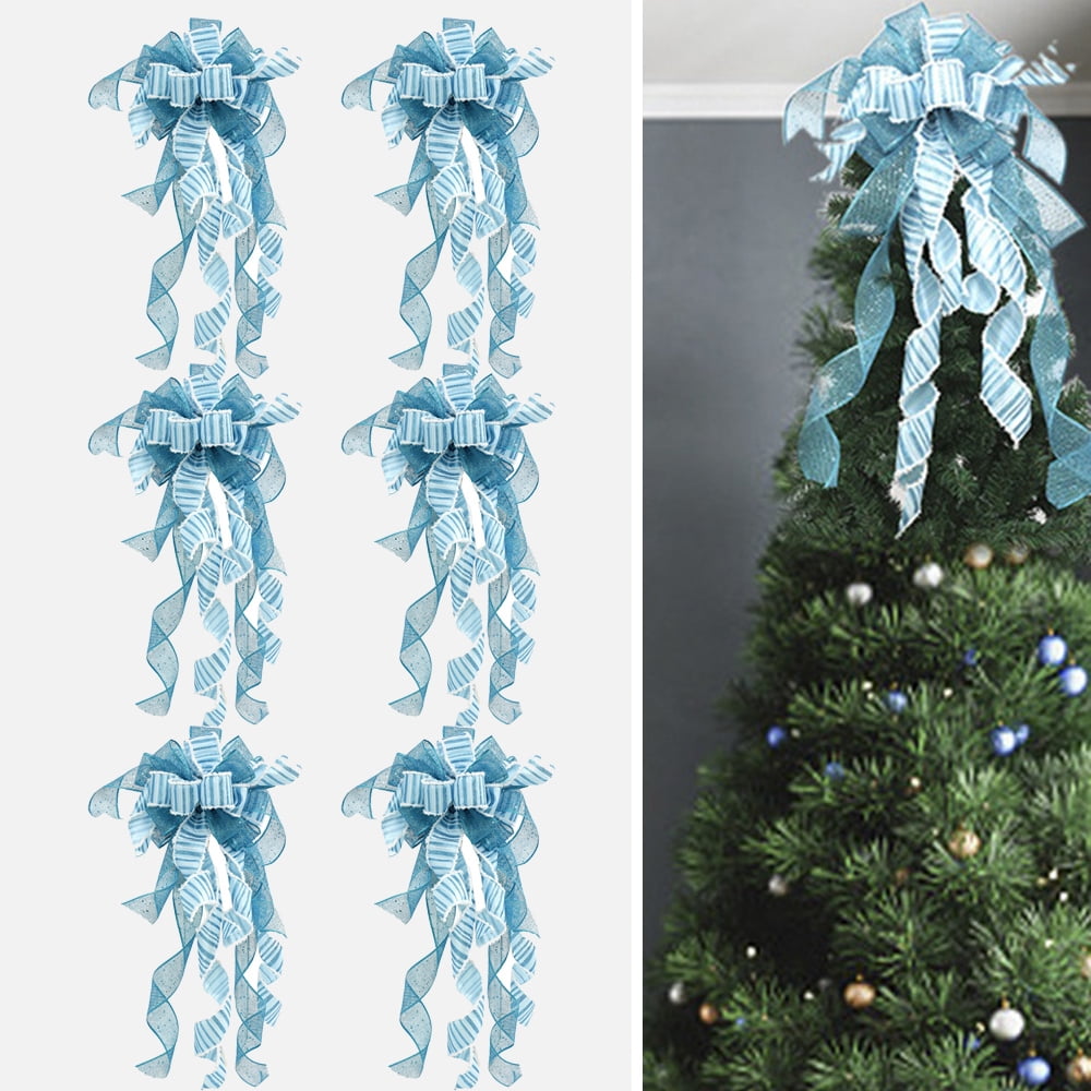 6 Piece Christmas Tree Topper, Christmas Tree Topper Bow Ornament ...