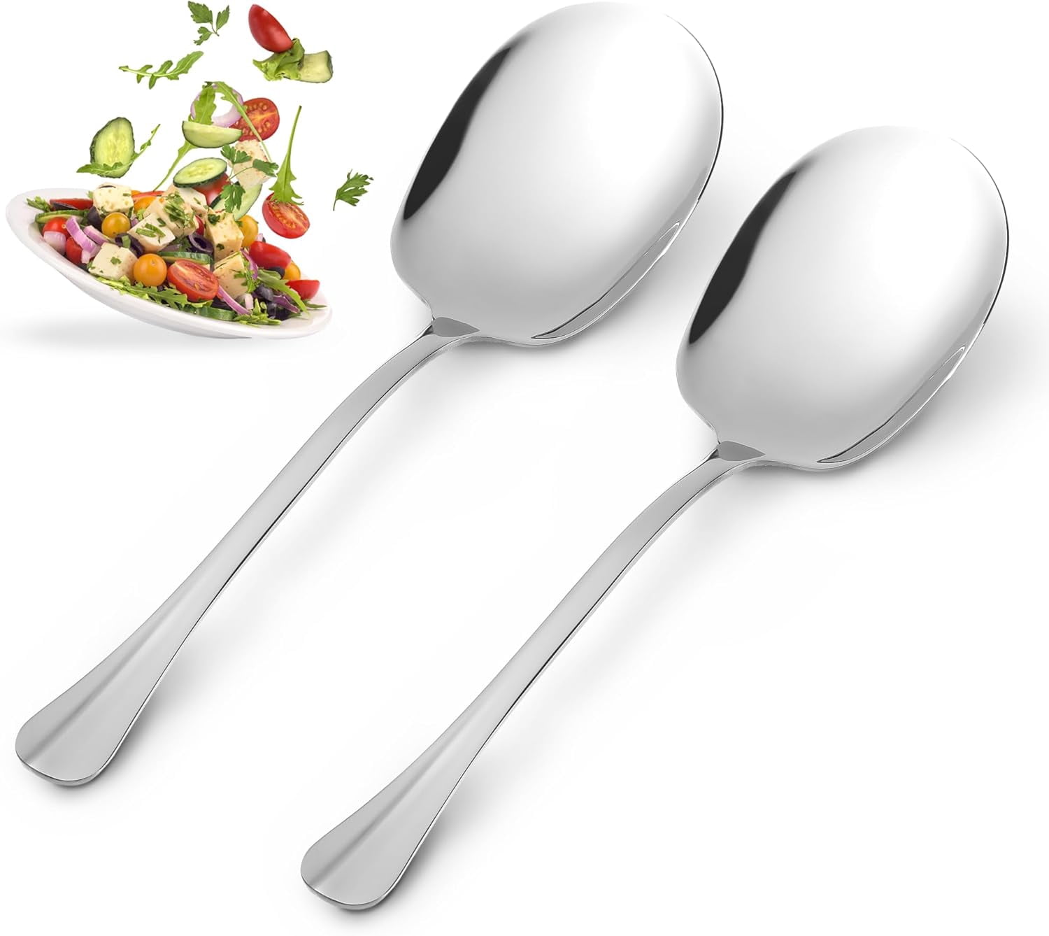 Queilt 2 Pieces 25 cm Serving Spoons, Stainless Steel Soup Spoon, Salad ...