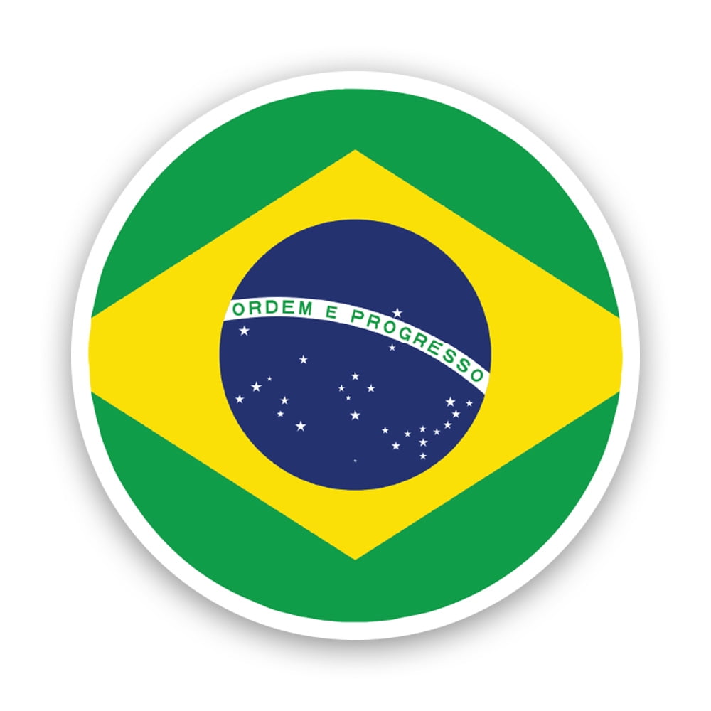 Round Brazilian Flag Sticker Decal - Self Adhesive Vinyl - Weatherproof ...