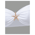 3 Piece White Bikini Set with Gold Starfish Detail Off Shoulder Bandeau ...