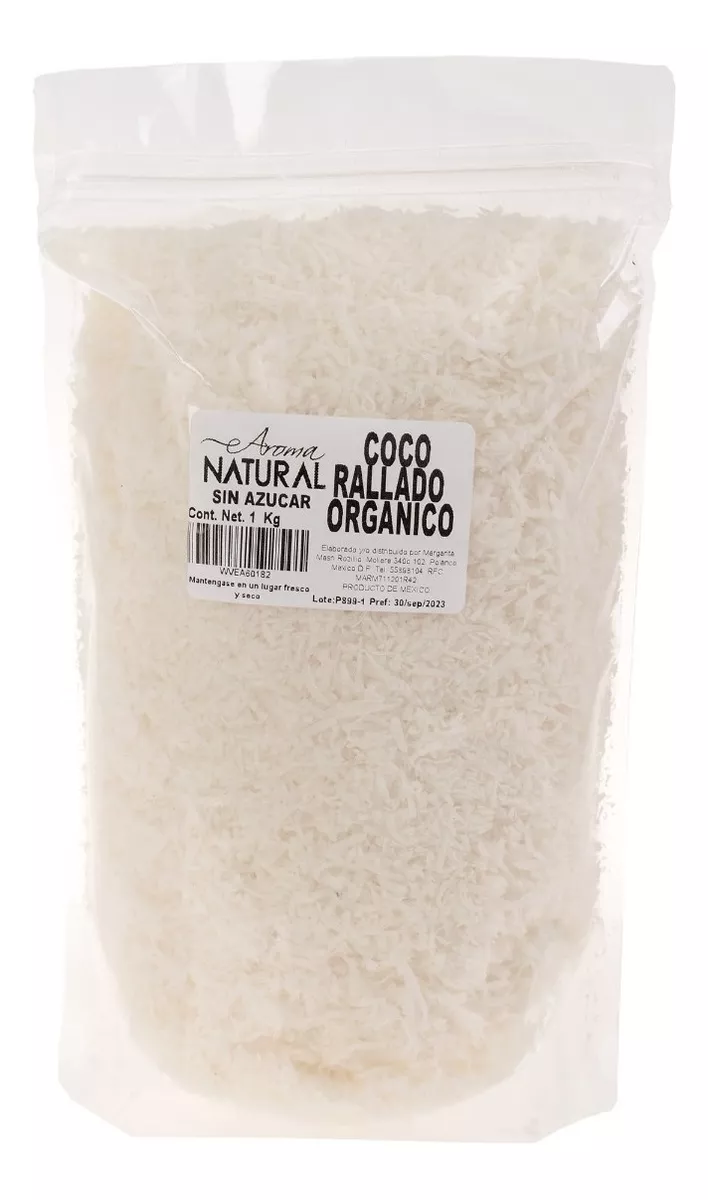 Coco Rallado Organico Sin Azúcar 1 Kg 100% Natural Premium | Bodega ...