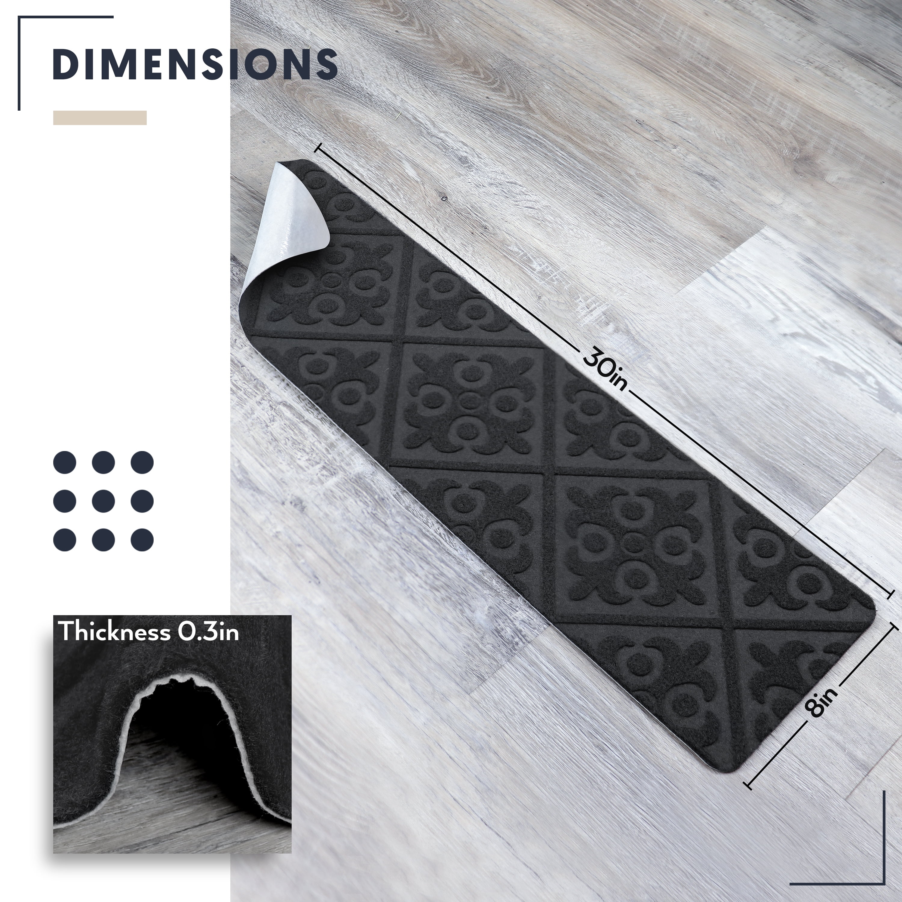 Buy TreadSafe 15 Pack of Charcoal Non Slip Stair Treads for Indoors ...