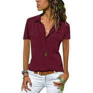 Sexy Women's Low-Cut Basic Deep V Neck Short Sleeve Solid Fitted Tee ...
