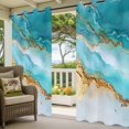 Abstract Waves Outdoor Curtains, Blue Retro Oil Painting Style Hand ...