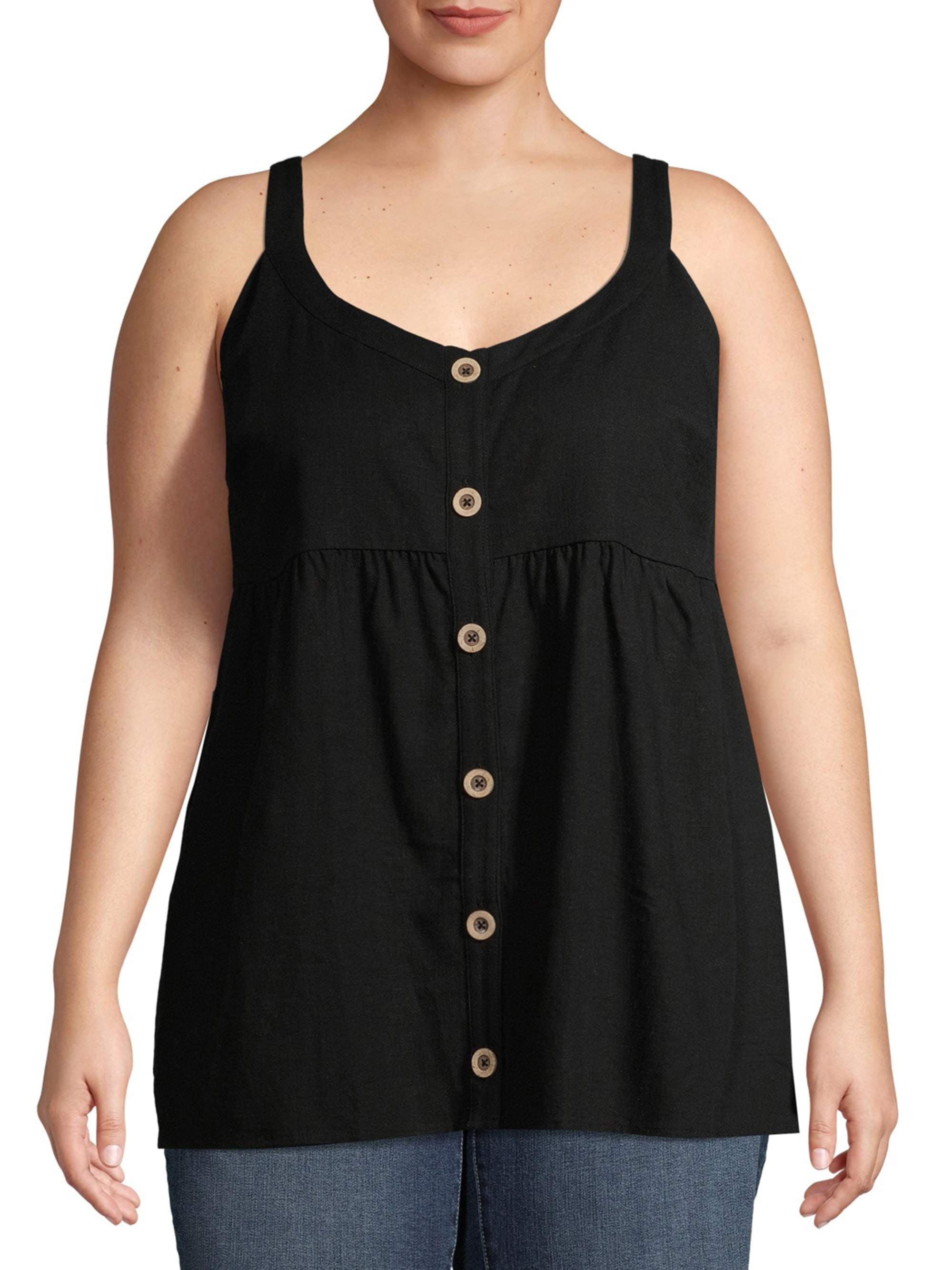 Terra & Sky Women's Plus Size Button Front Tank - Walmart.com
