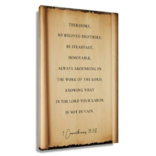 Bible Verse Wall Art 1 Corinthians 15 58 Wall Art Print On Canvas For ...