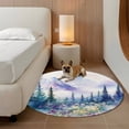 6ft Round Rug Green Purple Mountains Area Rugs for Living Room Bedroom ...