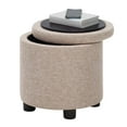 Designs4Comfort Round Accent Storage Ottoman with Reversible Tray Lid ...