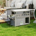 2-Tier Warm Wood Cat Shelter with Sunlight Roof, Outdoor Kitty Cat ...