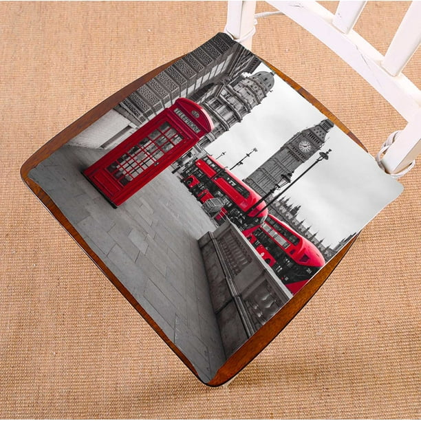 YUSDECOR Red Buses Phone Box Chair Pads Chair Mat Seat Cushion Chair ...