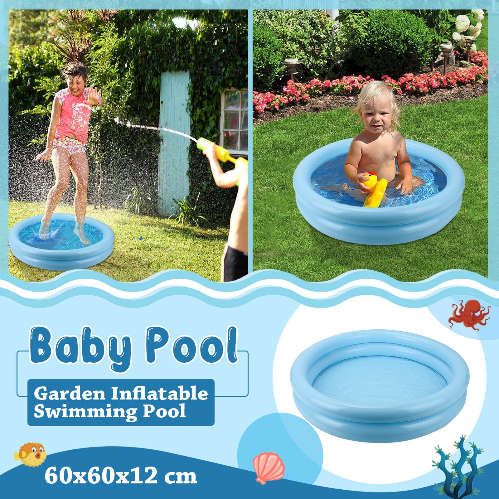Bzoosio Inflatable Baby Swimming Pool Portable Inflatable Children Pump ...