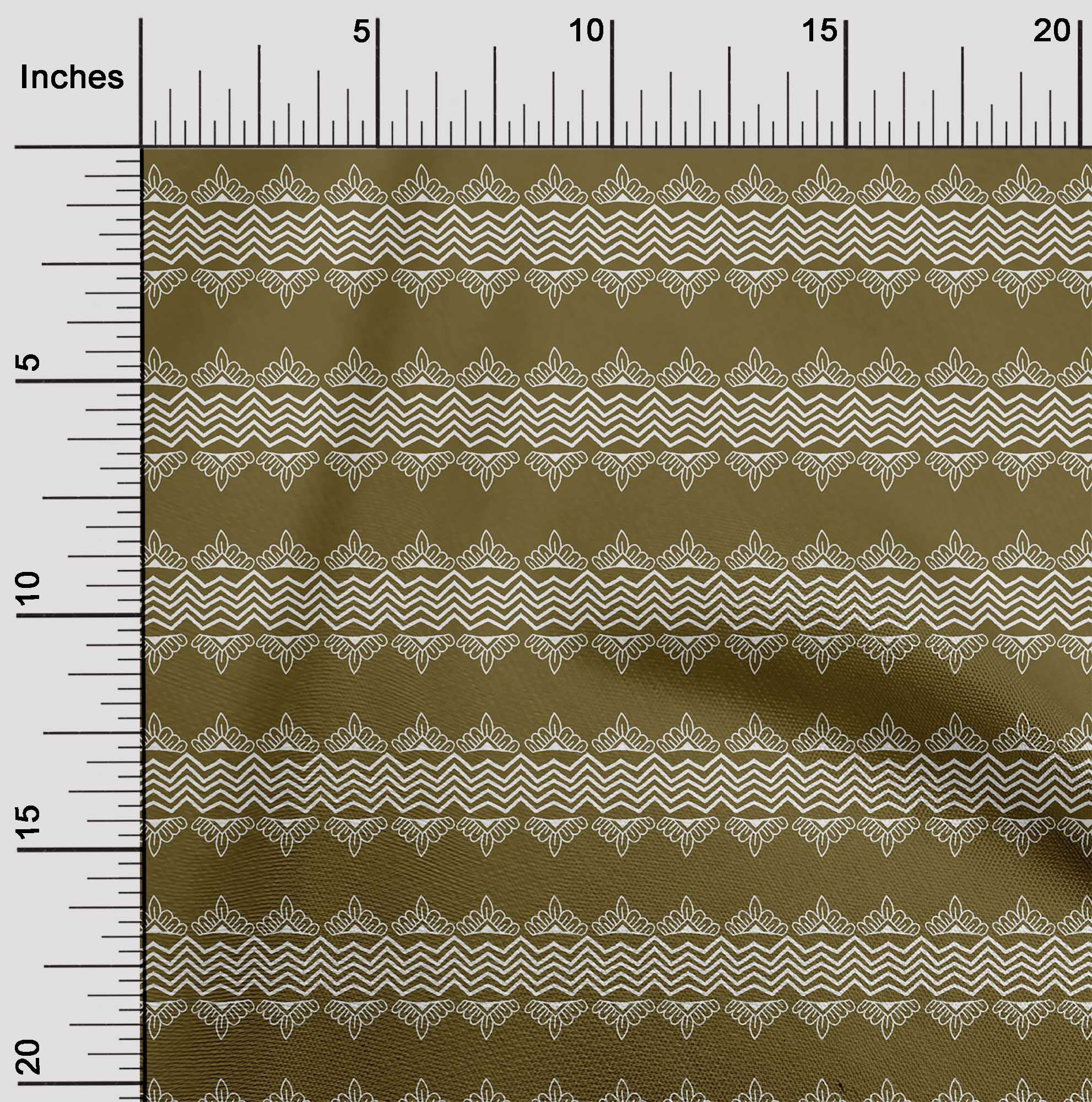 oneOone Silk Tabby Fabric Floral & Chevron Block Print Fabric By The ...