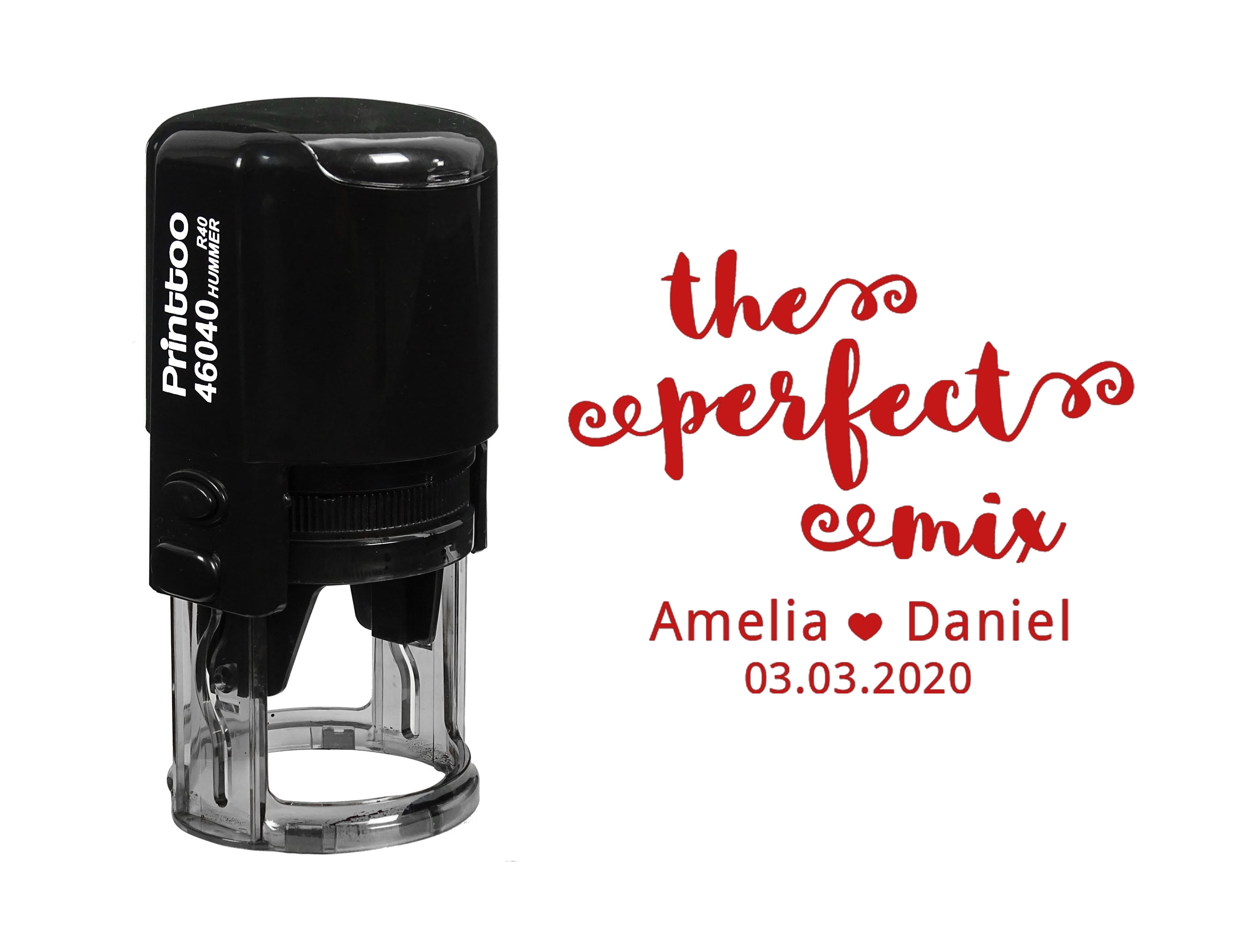 Printtoo Roound Personalized Red Self Inking Wedding Favor Stamp Custom ...