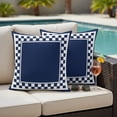 Abstract Navy Blue Check Waterproof Throw Pillow Covers Set of 2 Modern ...
