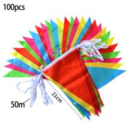 60 Flags Imitated Burlap Pennant Banner Multicolor Fabric Triangle Flag ...