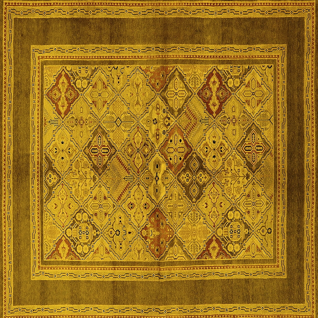 Ahgly Company Indoor Square Oriental Yellow Industrial Area Rugs, 6 ...