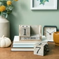 Wooden Perpetual Block Calendar for Desk, Wood Month Date Display ...