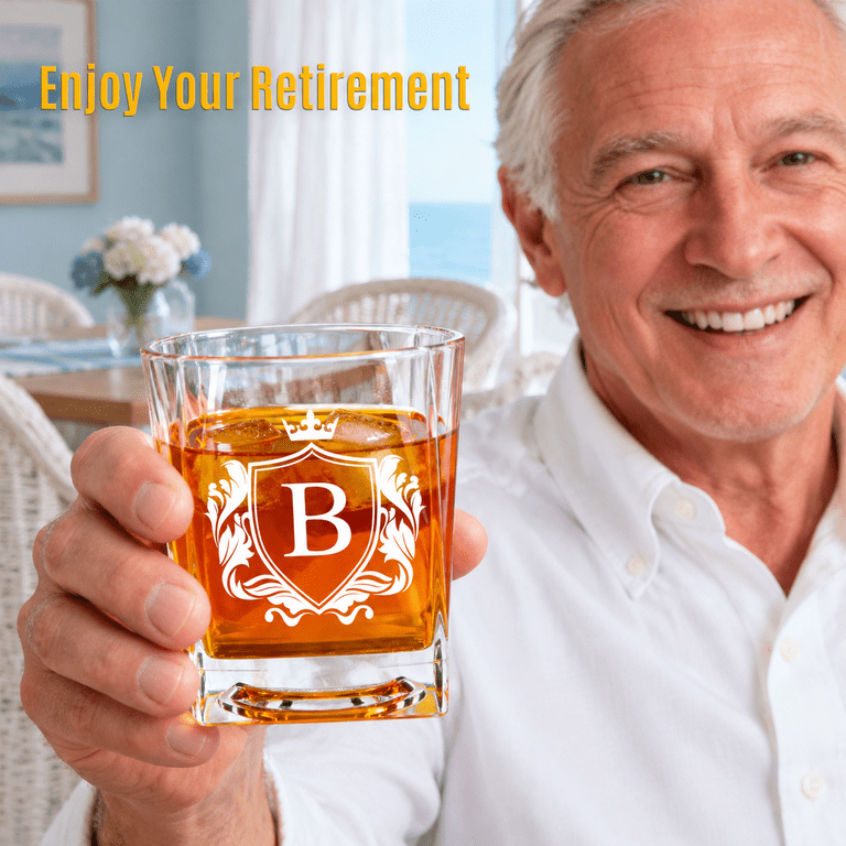 Personalized B Letter Engraved Decanter Set with 10oz Glasses for Men ...