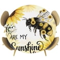 Farmhouse Bee Yellow Sunflower Round Fitted Tablecloth with Elastic ...