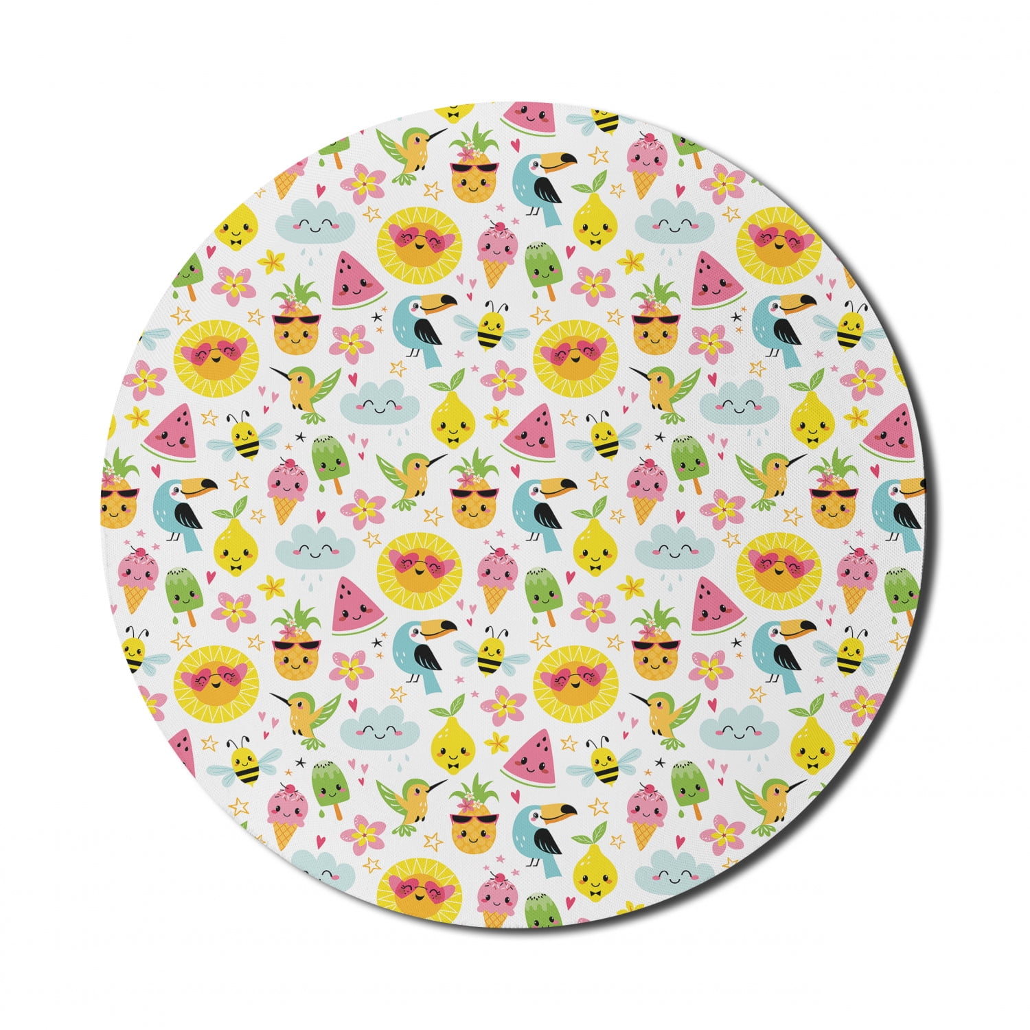 Cartoon Mouse Pad for Computers, Image with Summer Related Smiling ...