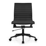 2xhome Set of 2 Mid Back Height Modern Home Office Chair, Ribbed PU ...