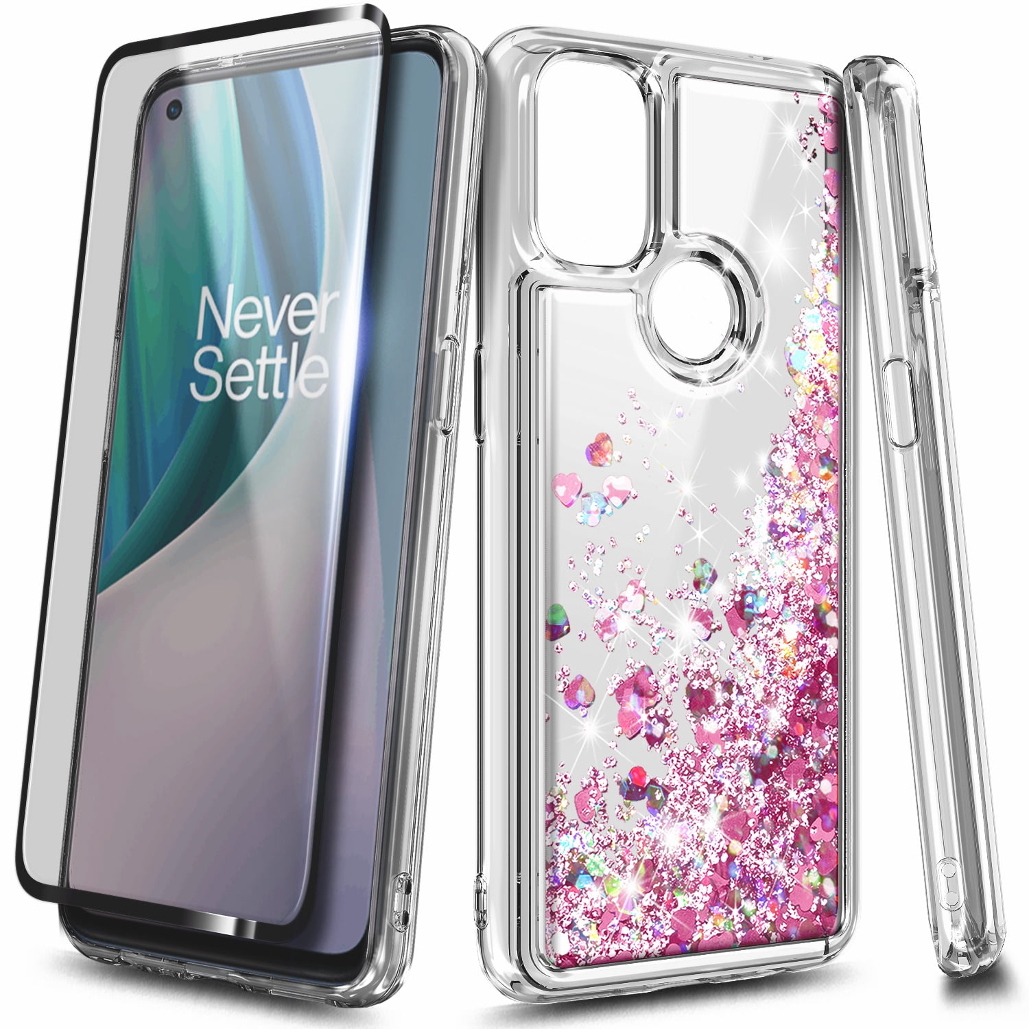 OnePlus Nord N10 5G Phone Case with Tempered Glass Screen Protector (Full Coverage), Nagebee ...