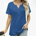 DAFPZW Short Sleeve Tops for Women Cotton Dressy Button V-Neck Shirt ...