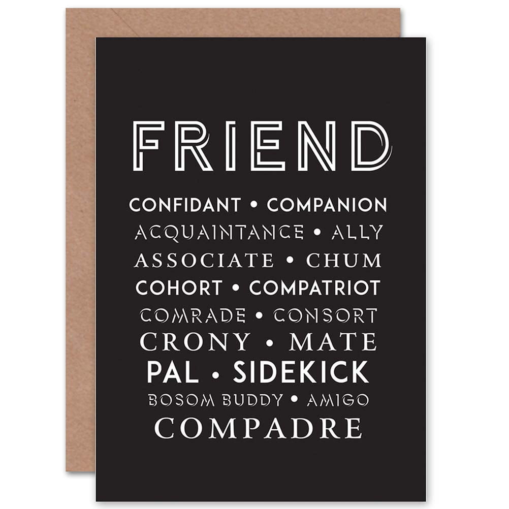 Best Friend Pal Mate Chum Words Greetings Card Plus Envelope Blank ...