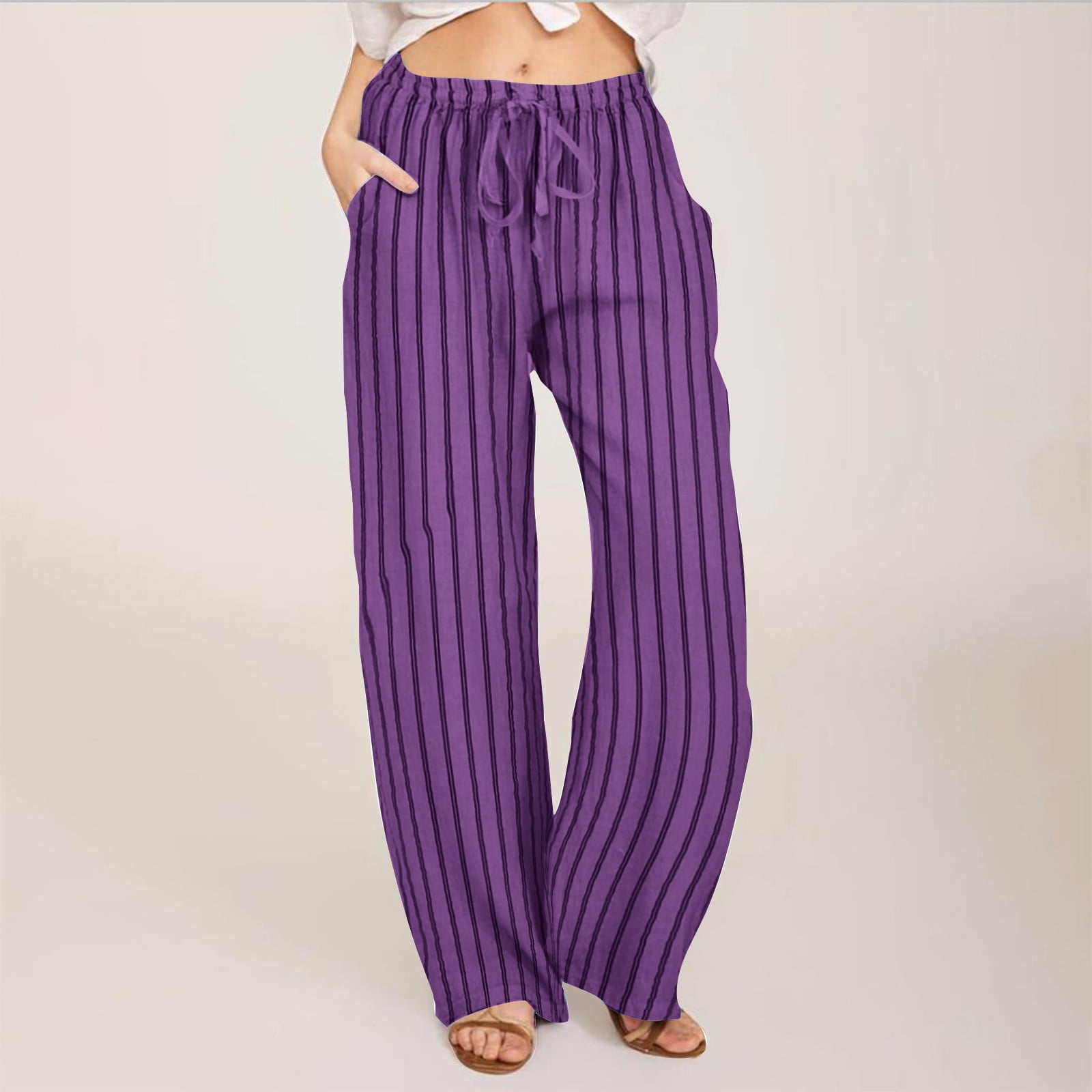 Click here for Lovzfmll Womens Pants  Casual Trousers Stripe Draw... prices