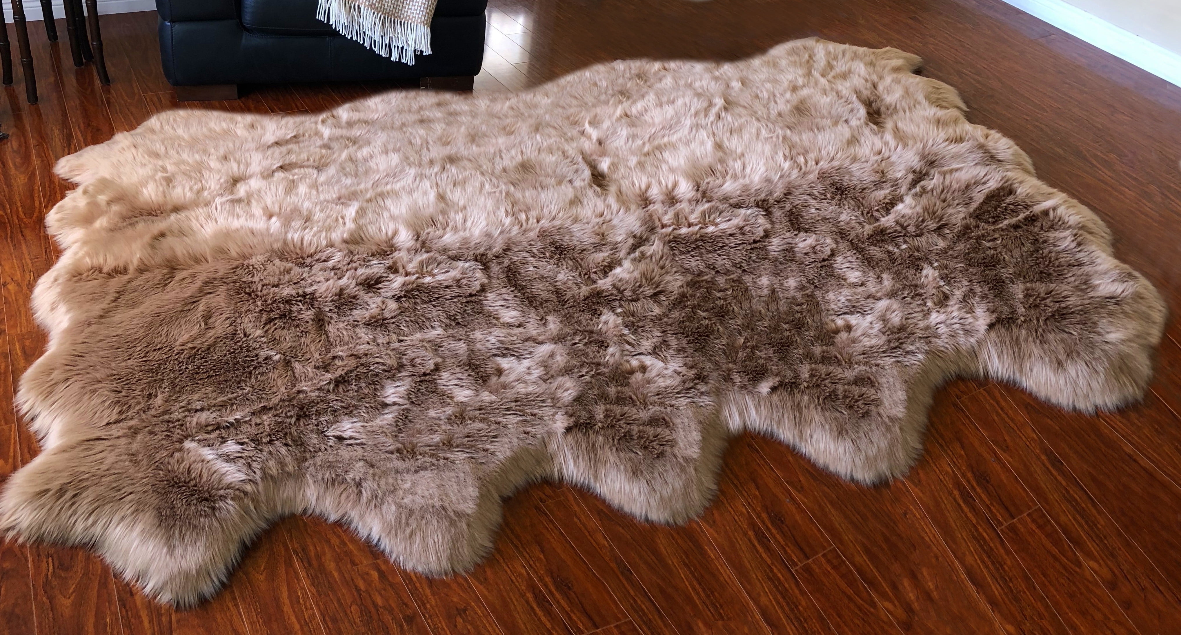 Soho Luxurious Faux Sheepskin Pelt Camel Shag Area Rug or Runner ...
