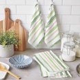 4 Pack Green Pink Stripes Kitchen Towels Gradient Geometric Smear Art ...